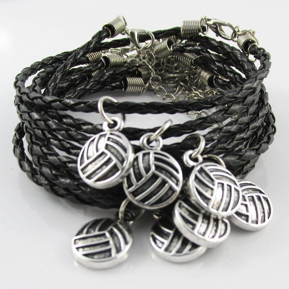 10 Player Set Netball Charm Bracelet Braided Cord Team Gifts Pick Colo ...