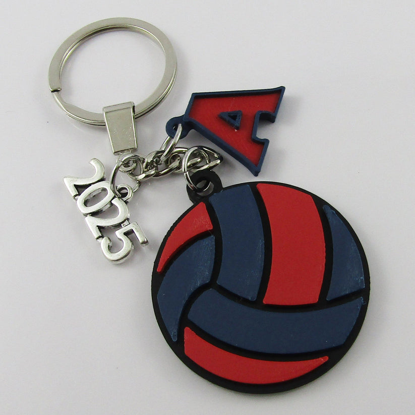 Personalised 2025 Netball Charm Keychain Blue and Red Sport Gift Pick ...
