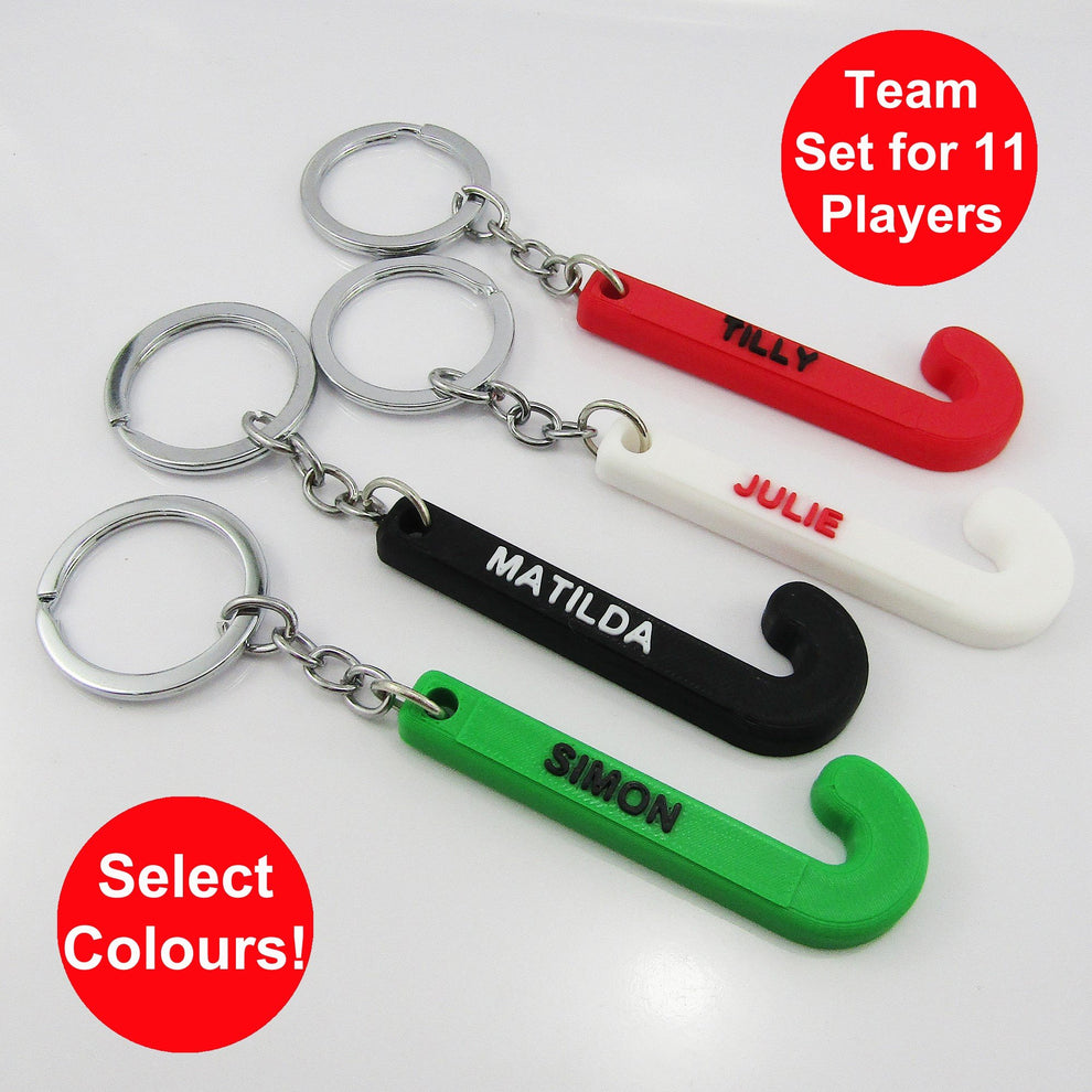Team Set of 11 Personalised Hockey Sports Keychain select Colours and ...