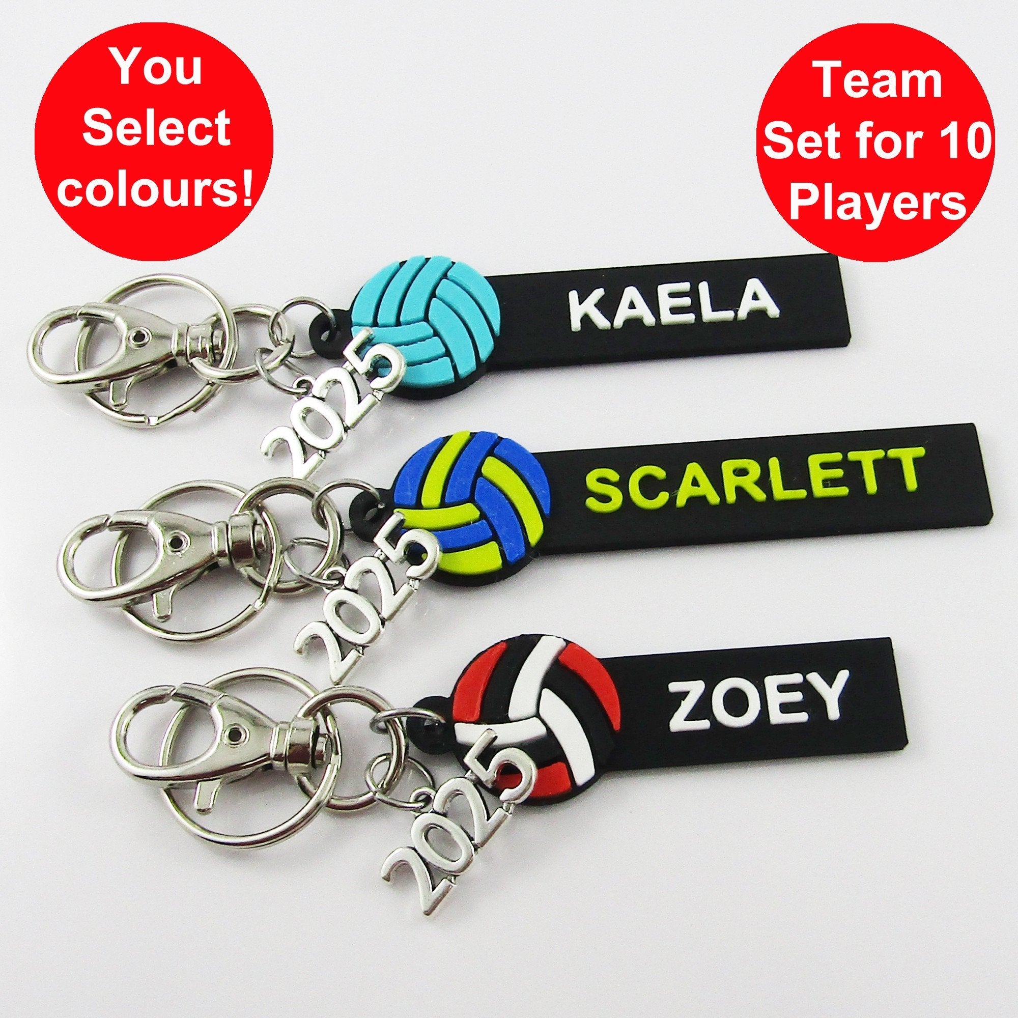 2025 Custom Coloured Set of 10 Personalised Netball Name Keychains ...